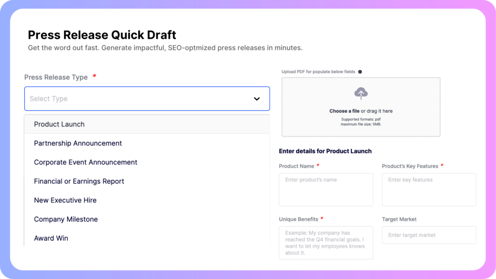 Free AI Press Release Generator